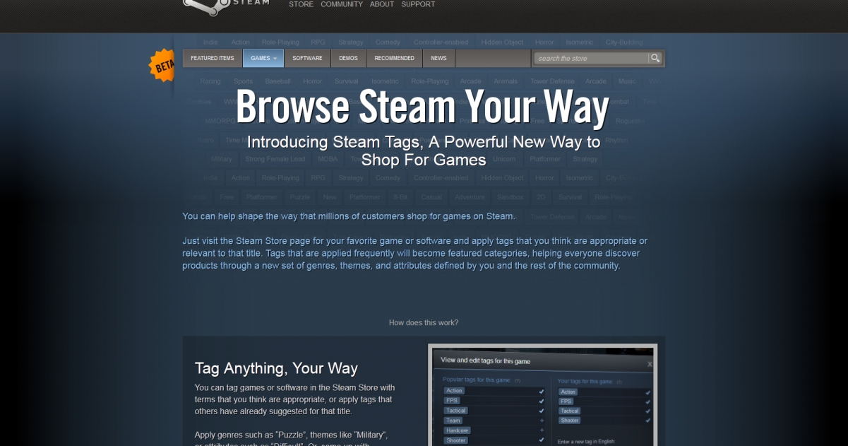 Steam Introduces Custom Tags | GameGrin