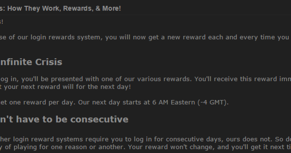 Infinite Crisis Brings Login Rewards | GameGrin