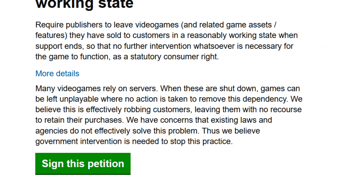 UK Government Petition To "Stop Killing Games" Ending Early | GameGrin